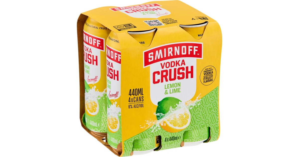 Smirnoff Vodka Crush Lemon & Lime 4 Pack - Best Prices & Price History ...